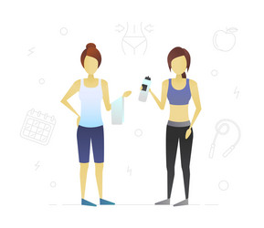 Rest after exercise in gym flat set Royalty Free Vector