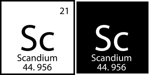 Scandium chemical symbol mendeleev table Vector Image