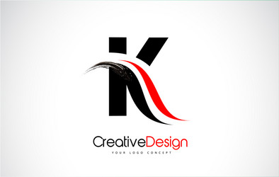 Brush stroke letter k logo design with artistic Vector Image
