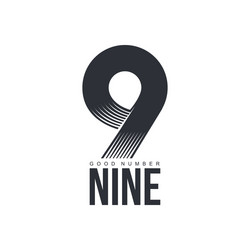 Black and white number nine logo with hand writing