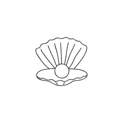 Continuous one line drawing natural open pearl Vector Image