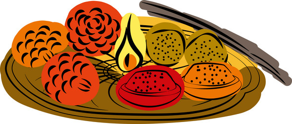 Traditional pooja thali hindu religious items Vector Image