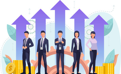 Team leader business infographic stand colleague Vector Image