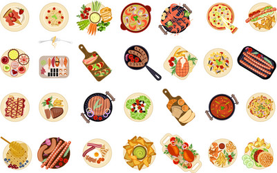 Various food dishes Royalty Free Vector Image - VectorStock