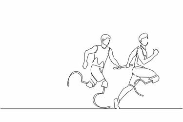 Single continuous line drawing two disable Vector Image