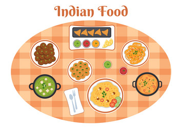 Indian food cartoon with various collection Vector Image
