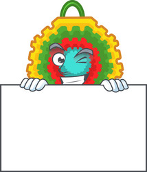 Sad cartoon character pinata raised up a board Vector Image