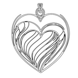 Heart shaped locket valentine outline sketch Vector Image