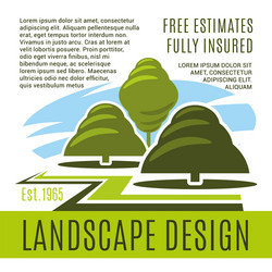 Poster for green landscape design company Vector Image