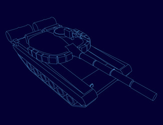 Polygonal model a battle tank 3d front view Vector Image