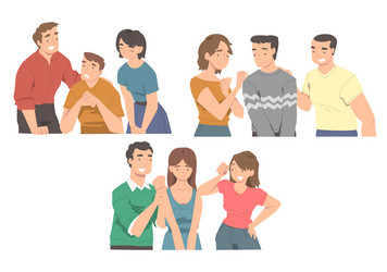 People character supporting friend encouraging Vector Image
