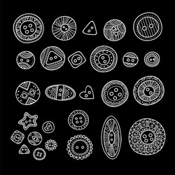Set of cloth buttons in different designs in boho Vector Image