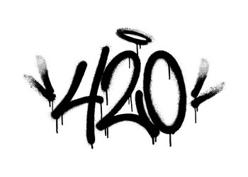 Sprayed 420 tag graffiti with overspray in black Vector Image