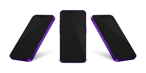 3d realistic purple modern smartphone Royalty Free Vector