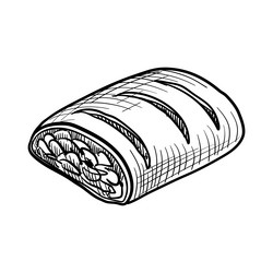 Drawing sketch of piece strudel Royalty Free Vector Image