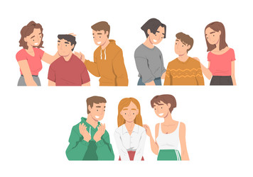 People character supporting friend encouraging Vector Image