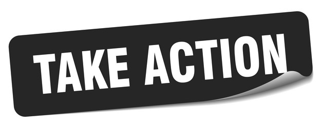 Take action sticker take action label Royalty Free Vector