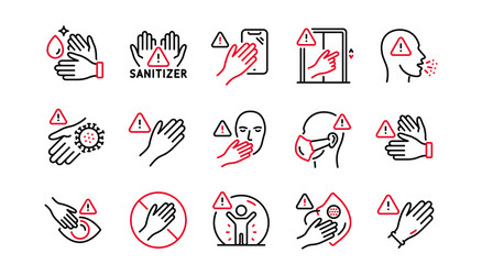Touch warning icons stop face wear medical Vector Image
