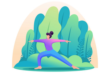 Yoga girl in pose park flat 2d character Vector Image