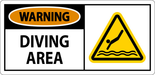 Water safety sign caution - diving area Royalty Free Vector