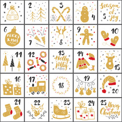 Christmas advent calendar hand drawn elements Vector Image