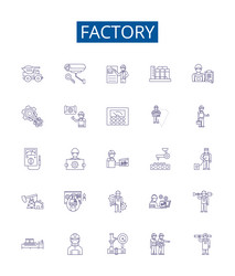 Factory line icons signs set design collection Vector Image