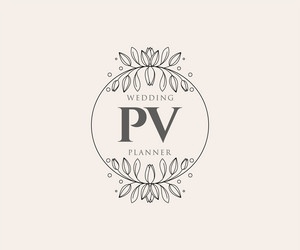 Pv initials letter wedding monogram logos Vector Image