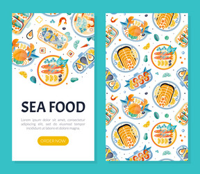 Seafood design with fish and shellfish dish served