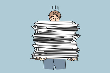 Office paperwork worker with stack Royalty Free Vector Image