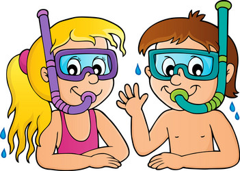 Swimming girl snorkel diver Royalty Free Vector Image