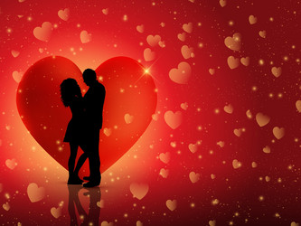 Couple on a red background Royalty Free Vector Image