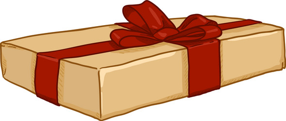 Cartoon gift box packaging with brown wrapping Vector Image