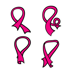 Hand drawn pink ribbon symbol for breast Vector Image