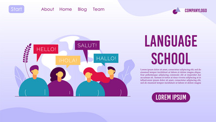 Online language school speaking club landing page Vector Image