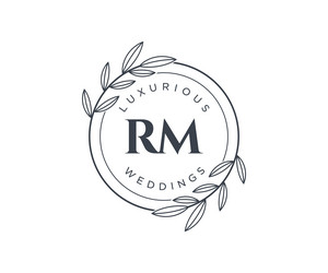 Rm initials letter wedding monogram logos Vector Image