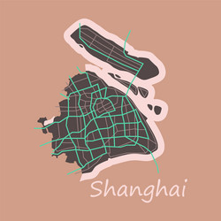 Flat detailed shanghai city road network map Vector Image
