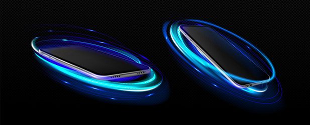 Phone smartphone with neon light glow effect Vector Image