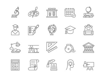 Procrastination line icons signs set Royalty Free Vector
