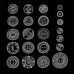 Set of cloth buttons in different designs in boho Vector Image