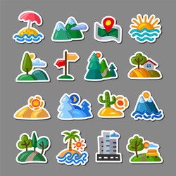 Landscapes stickers set Royalty Free Vector Image