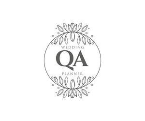 Qa initials letter wedding monogram logos Vector Image