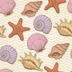 Sea hand drawn seamless pattern Royalty Free Vector Image