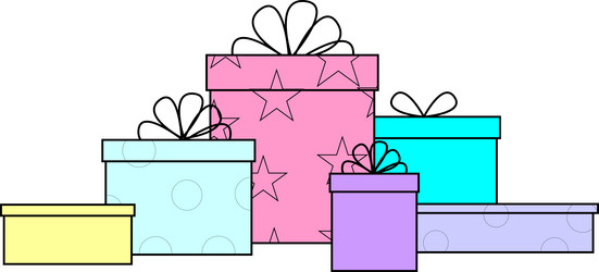 Simple graphic drawing of multicolored gift boxes Vector Image