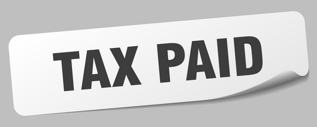 Tax paid sticker tax paid label Royalty Free Vector Image