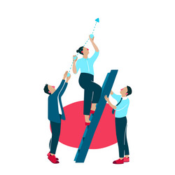 Business team lift up growth chart Royalty Free Vector Image