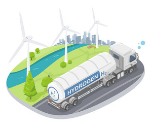 Green hydrogen digram h2 refill station Royalty Free Vector