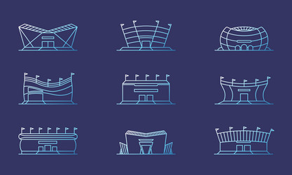 Set linear isolated icons arenas stadiums Vector Image