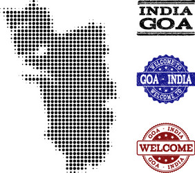 People collage of mosaic map goa state Royalty Free Vector