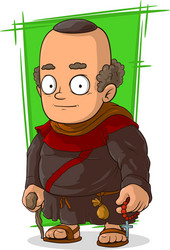 Priest or monk wearing brown hooded gown Vector Image