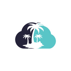 Tropical beach and palm tree logo design Vector Image